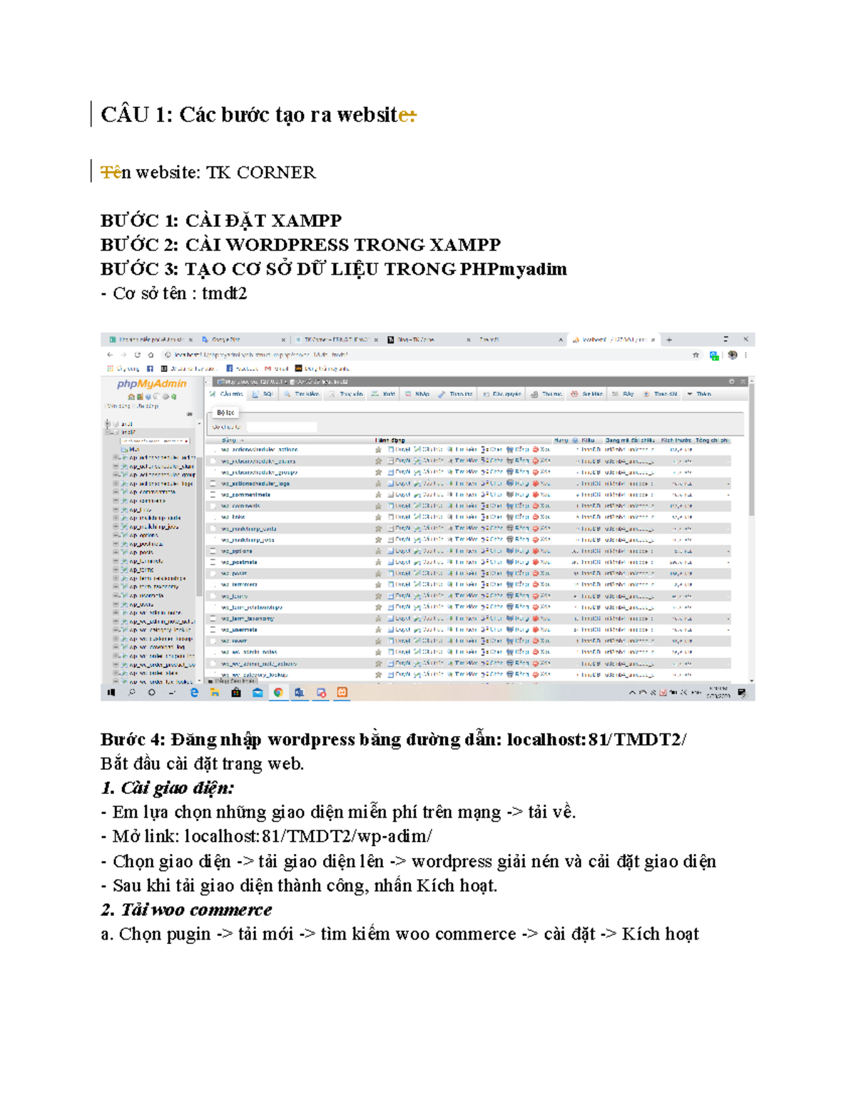Cac buoc cai dat tao Xampp va tao web - CÂU 1: Các bước tạo ra website ...