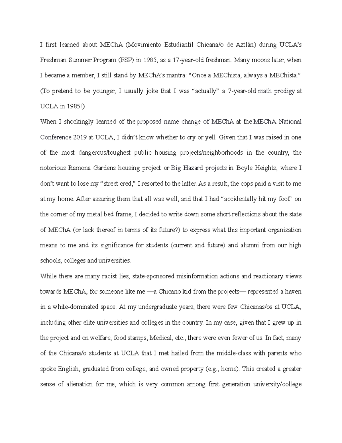 Mecha - I first learned about MEChA (Movimiento Estudiantil Chicana/o ...