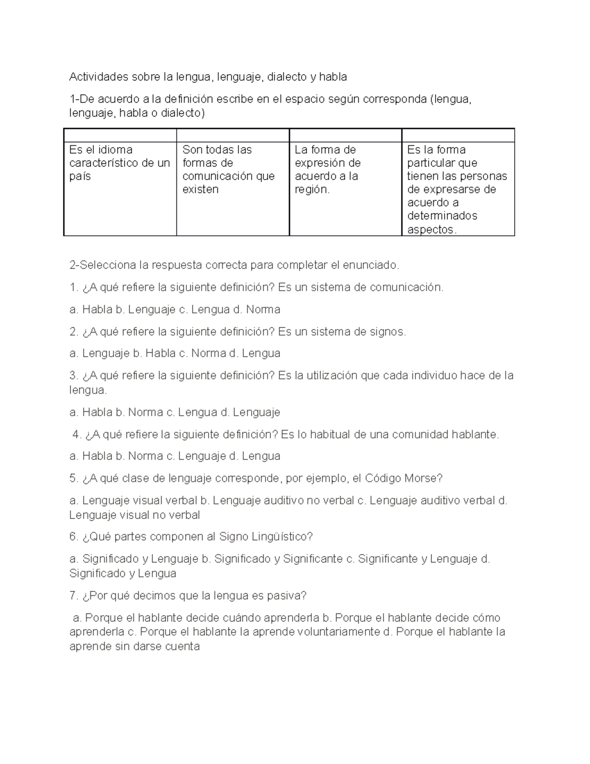 Actividades sobre la lengua (31) - Actividades sobre la lengua ...