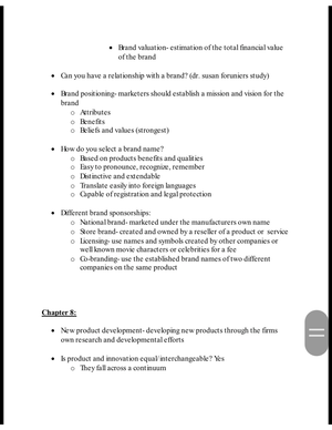 Chapter 5 Test questions MKT - Mississippi State University: MKT 3013 ...