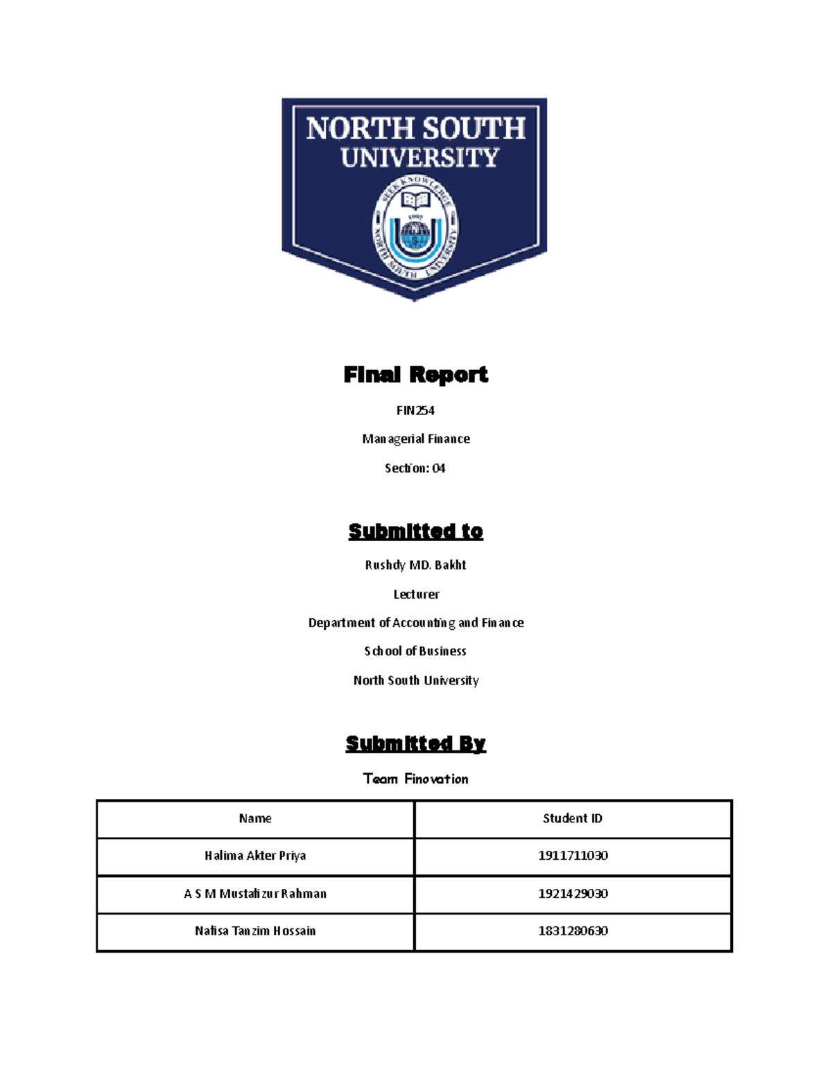 FIN-254-Group-Assingment-Finovation - Final Report FIN Managerial ...