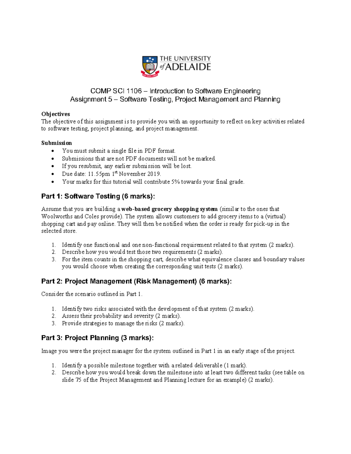 Assignment 5 - abcd1234 - COMP SCI 1106 – Introduction to Software Engineering Assignment 5 ...