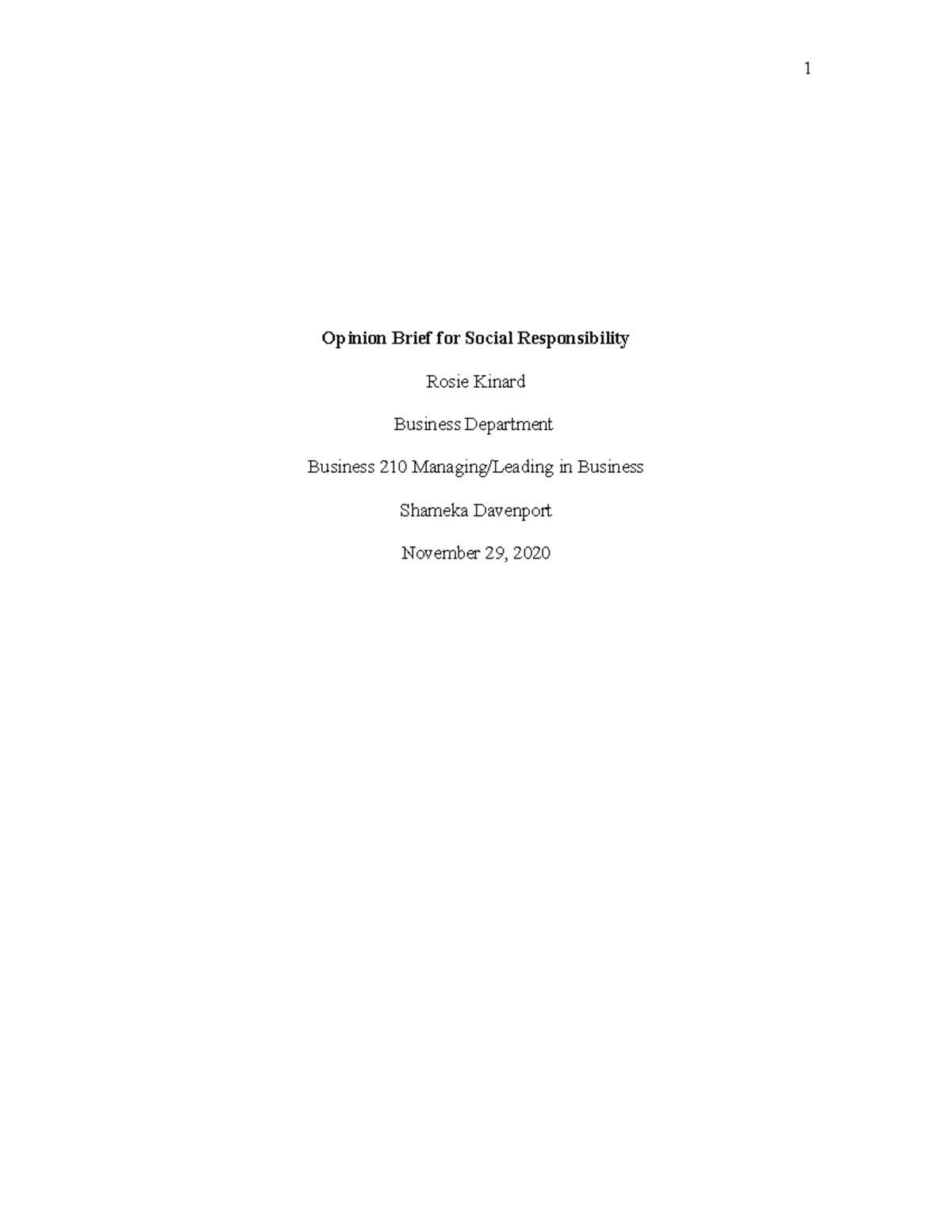 Opinion Brief social Responsibility - Opinion Brief for Social ...