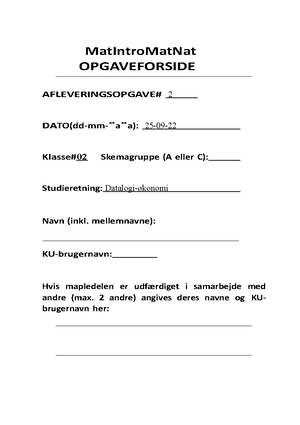 Opgave 1 - Obligatorisk 1 matintro - 1 : Betragt funktionen f(x) a ...
