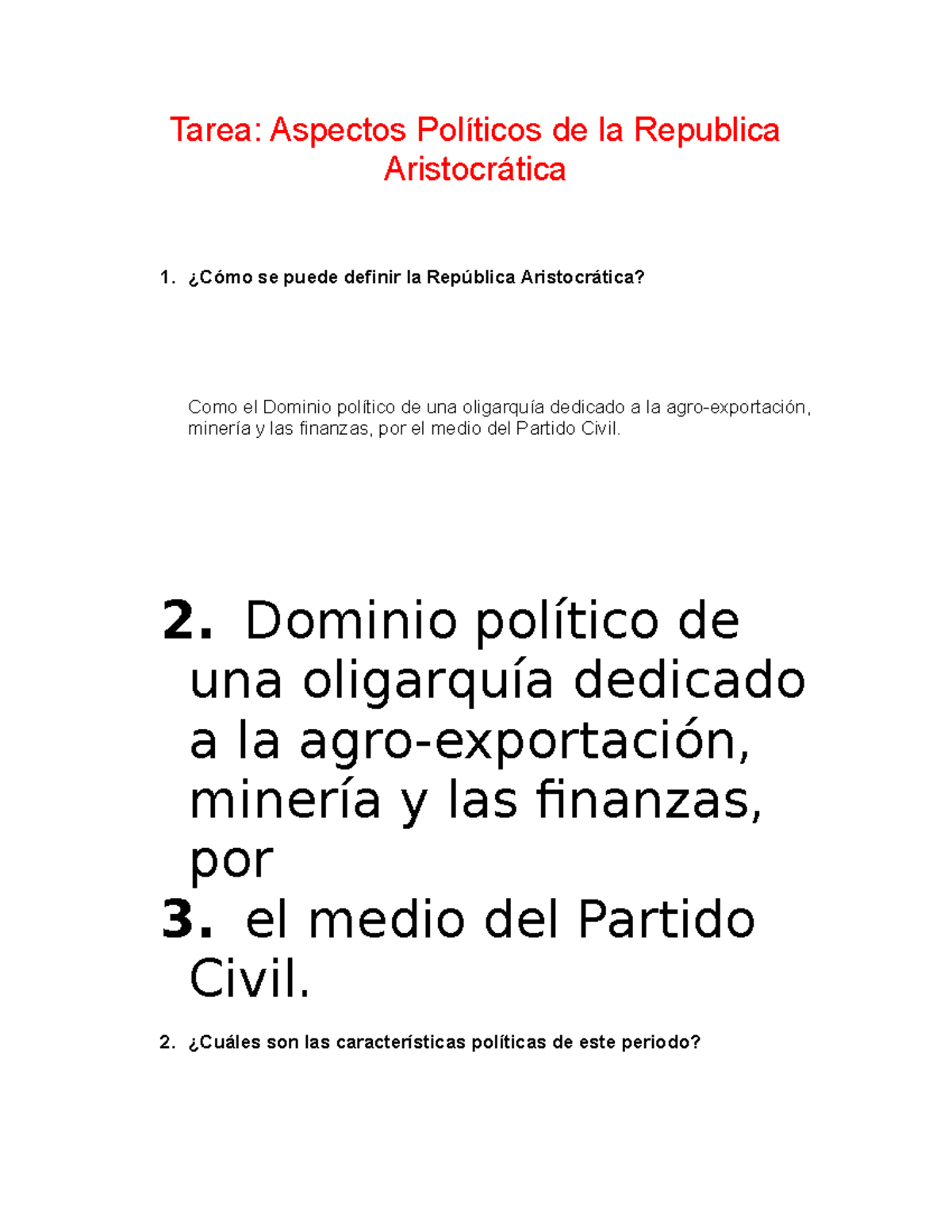 Tarea Aspectos politicos Republica Aristocratica - Tarea: Aspectos ...