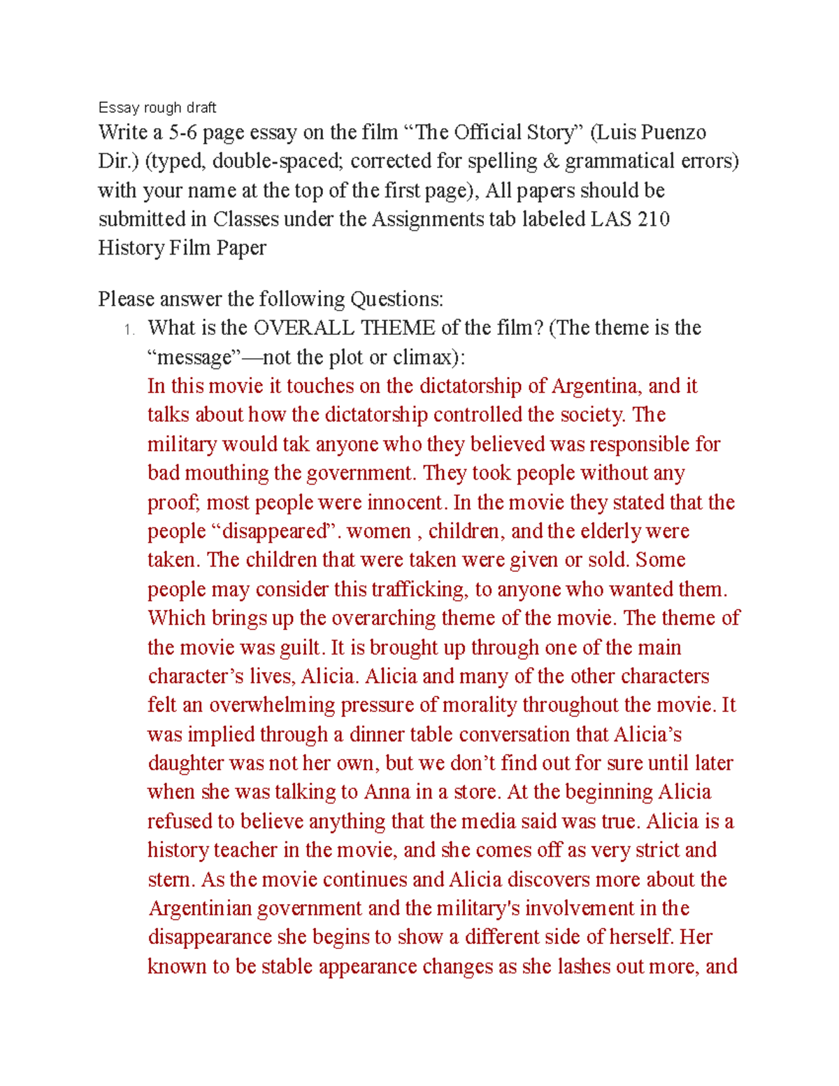 Essay for ina .... rough draft - Essay rough draft Write a 5-6 page ...