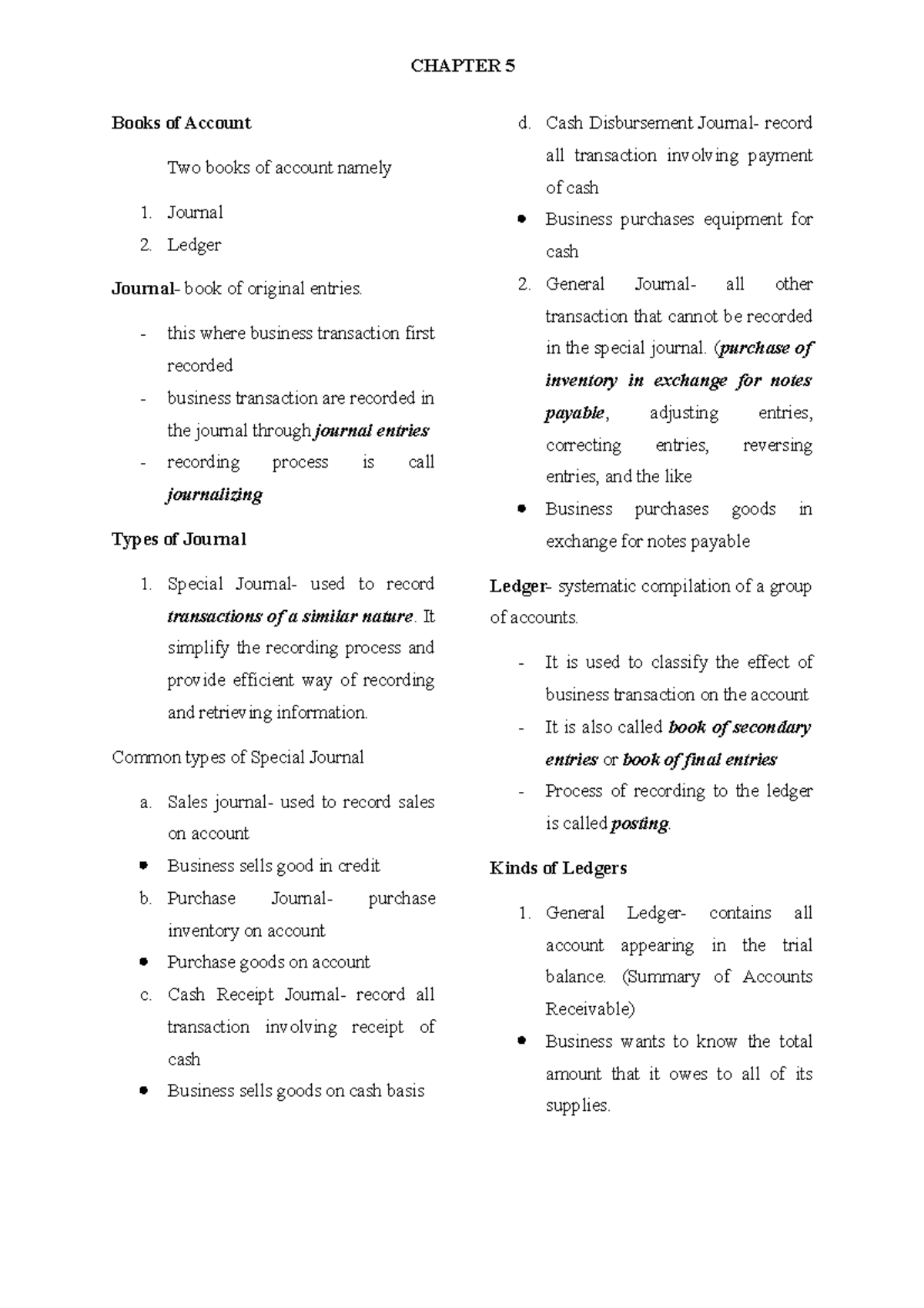 Financial accounting and Reporting (LESSON5) - CHAPTER 5 Books of ...