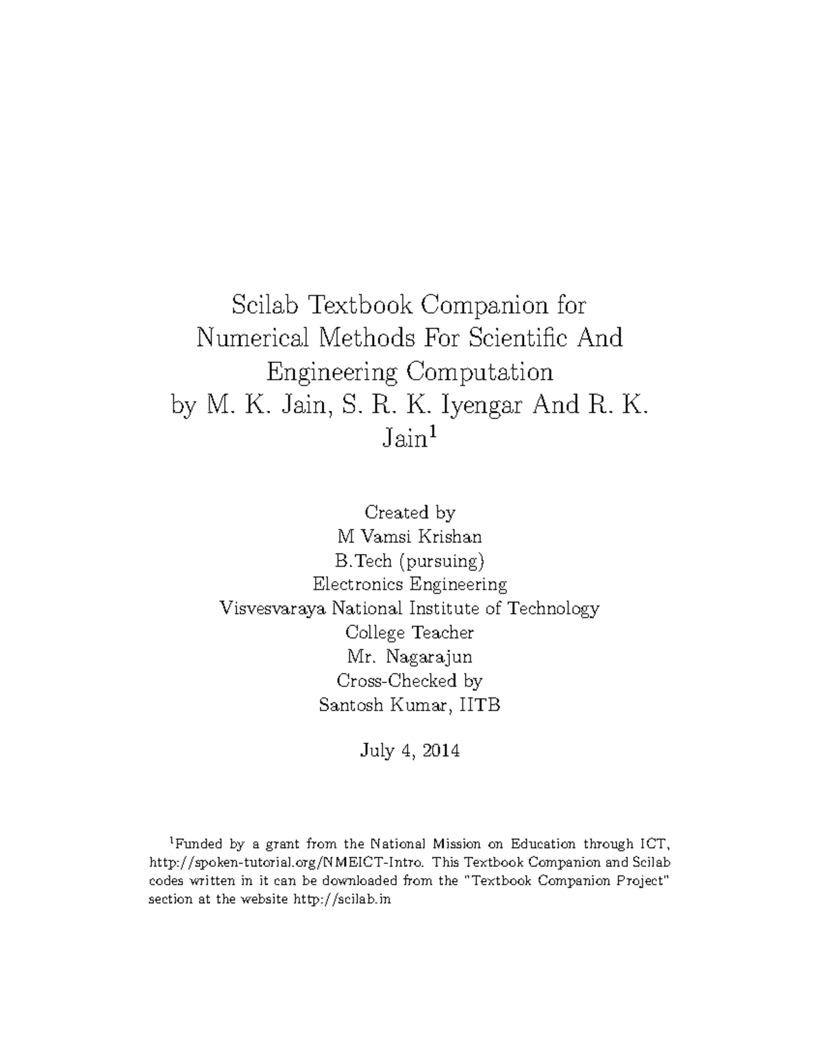 Numerical Methods For Scientific And Eng - Scilab Textbook Companion ...