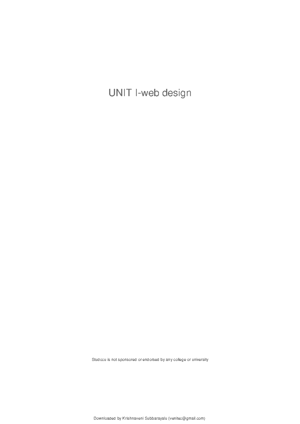 CCS332-App development-unit-1 - UNIT I-web design Studocu is not sponsored or endorsed by any ...