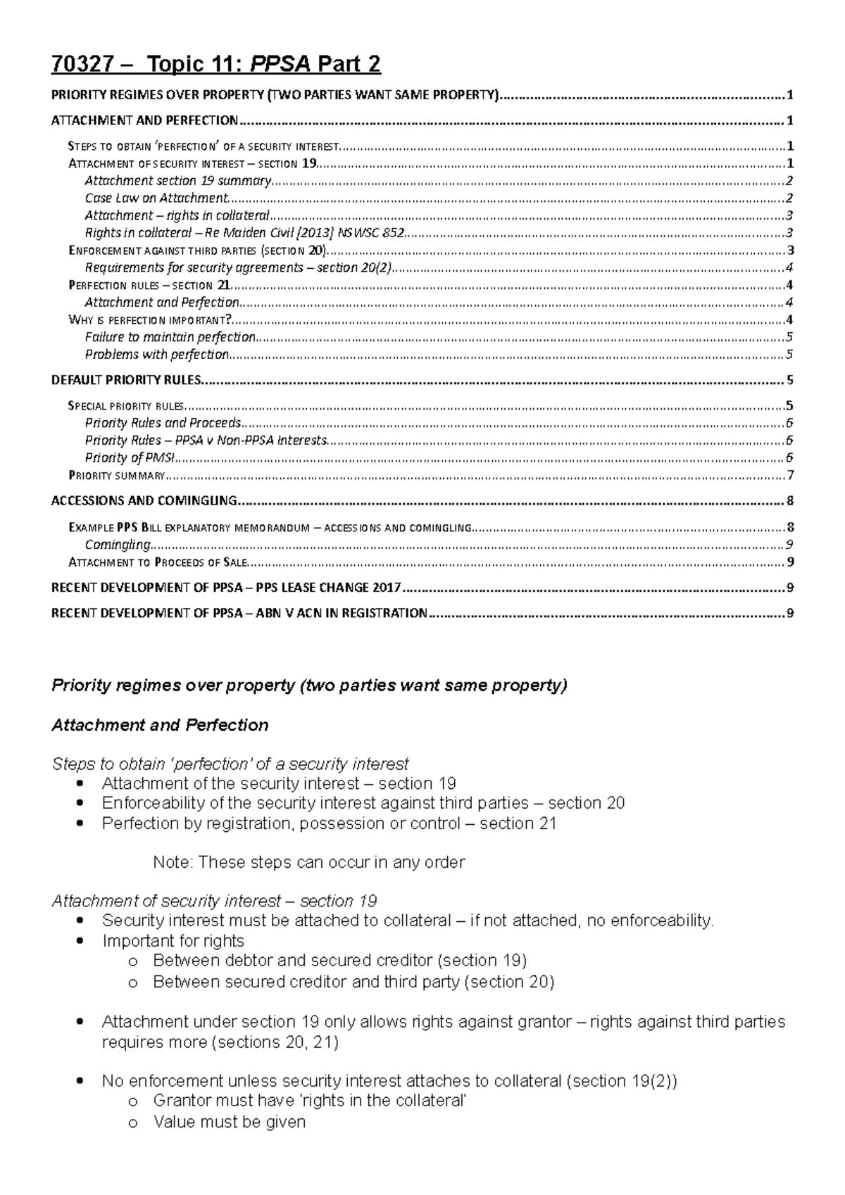 PPSA 2 - Personal Properties Securities Act notes - 070317 - Studocu