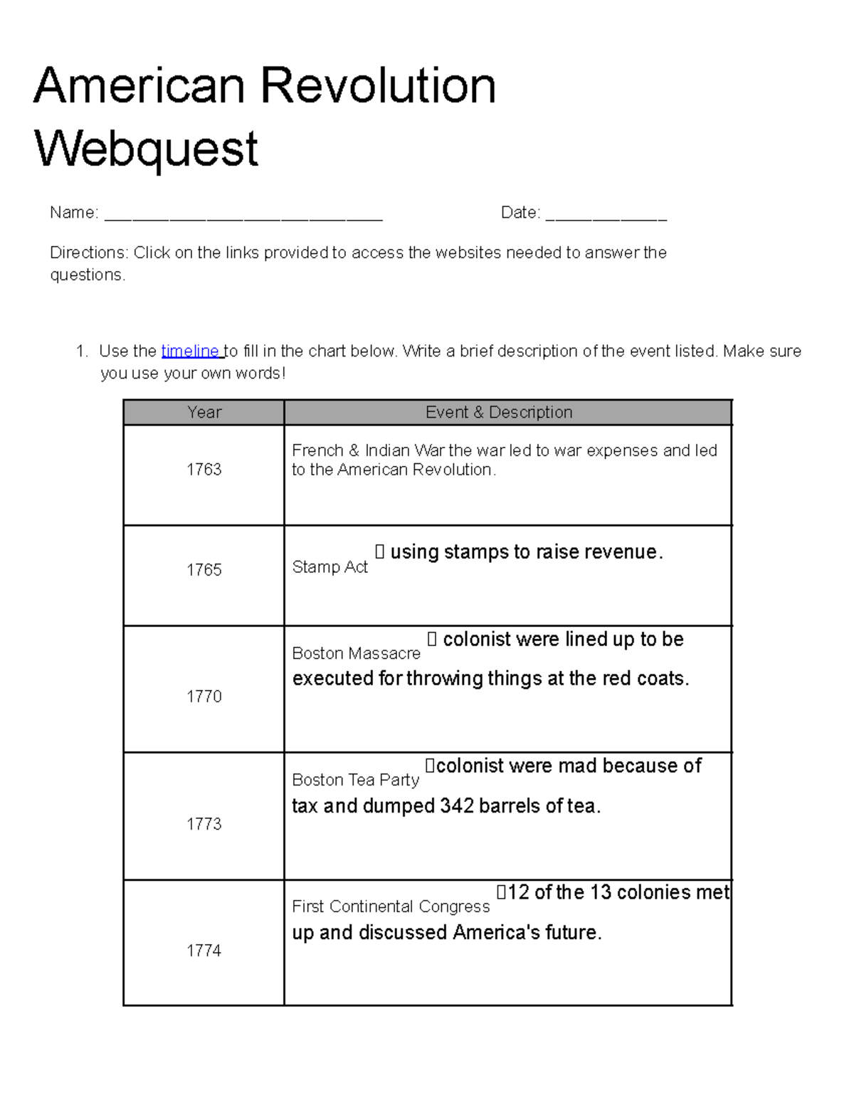 Copy of American Revolution Webquest CP - American Revolution Webquest ...