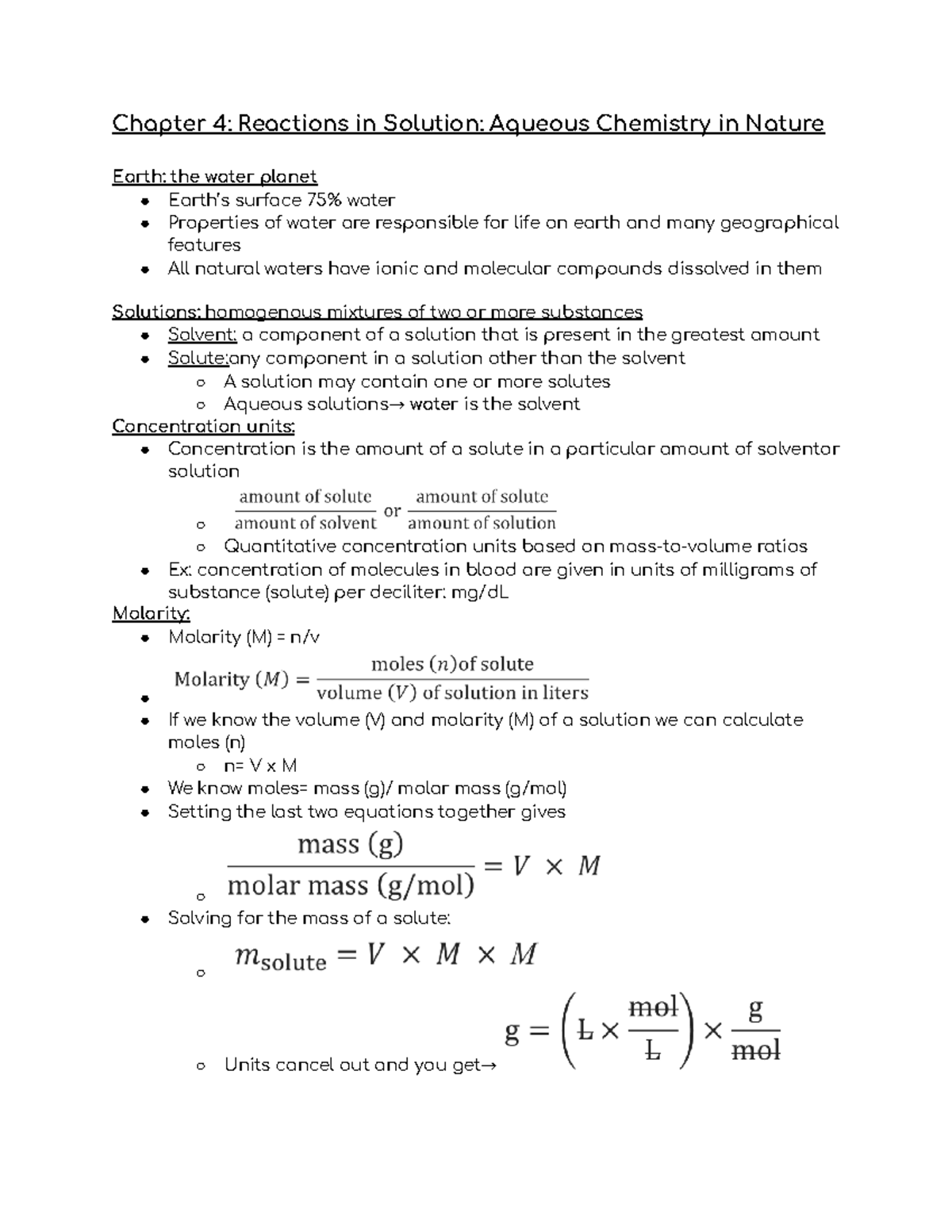 Chapter 4 Reactions in Solution - CHE 131 - MCPHS University - Studocu