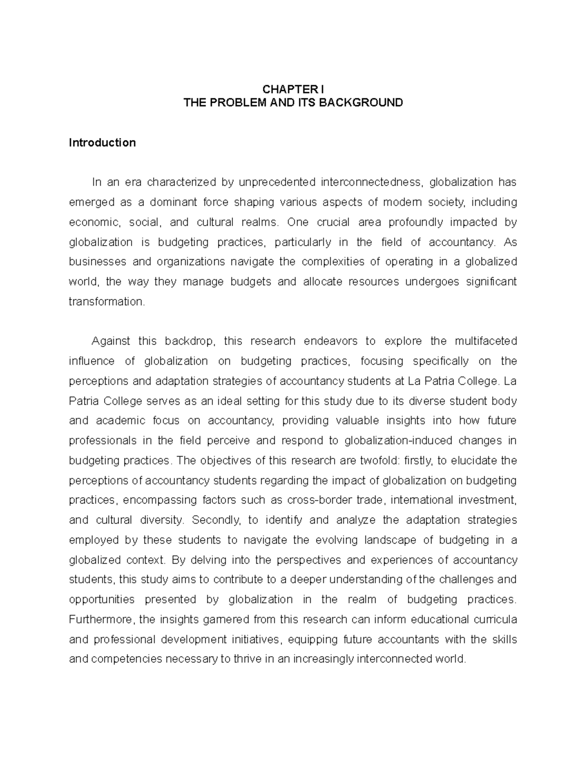 research for contemporary in the regions - CHAPTER I THE PROBLEM AND ITS BACKGROUND Introduction ...