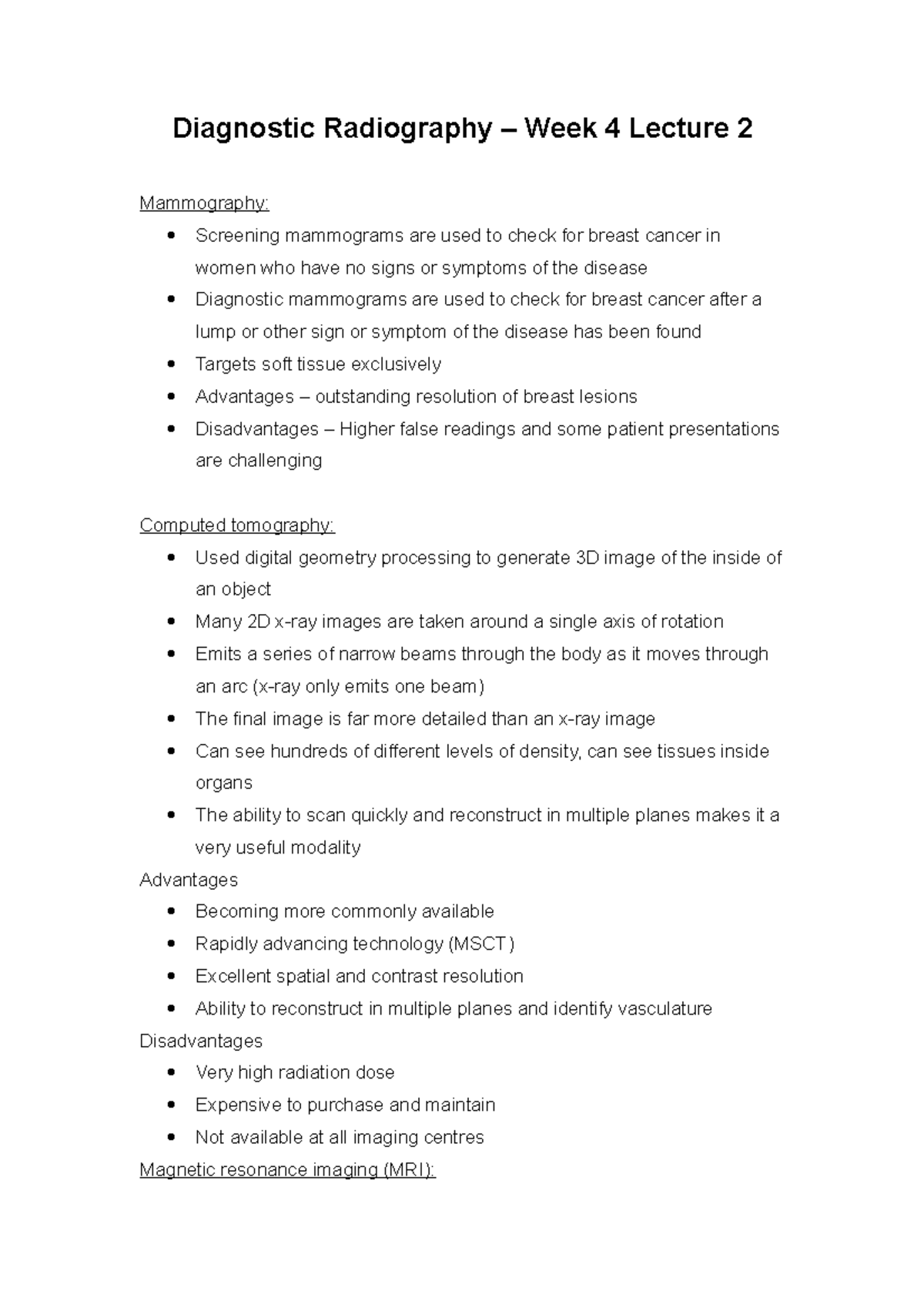 Diagnostic Radiography – Week 4 Lecture 2 - Diagnostic Radiography ...