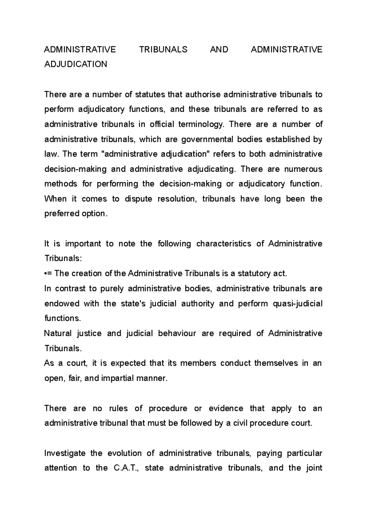 Administrative Tribunals AND Administrative Adjudication ...