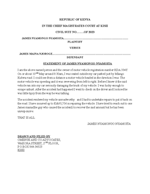 Plaint - REPUBLIC OF KENYA IN THE CHIEF MAGISTRATES COURT AT KISII ...