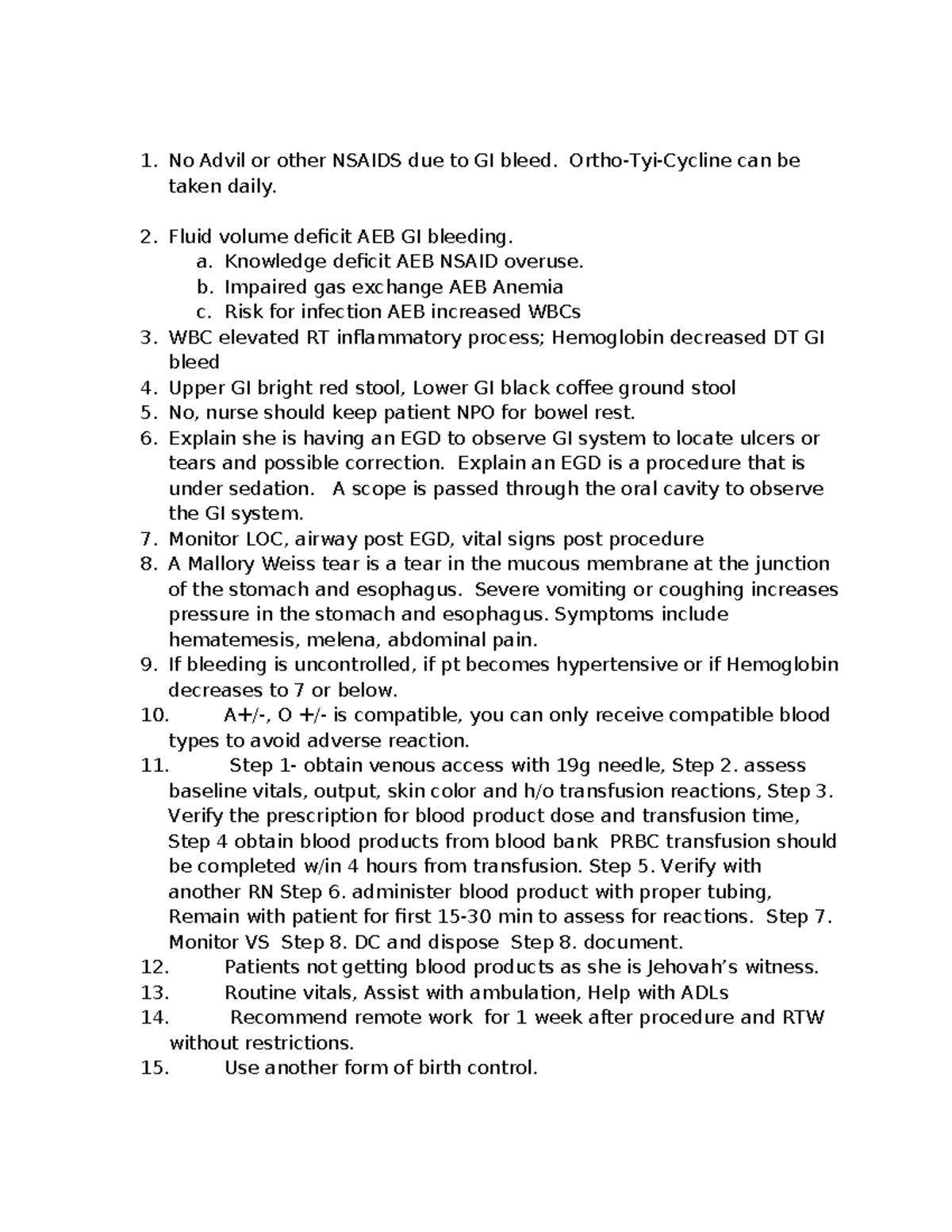Case study #3 - No Advil or other NSAIDS due to GI bleed. Ortho-Tyi ...
