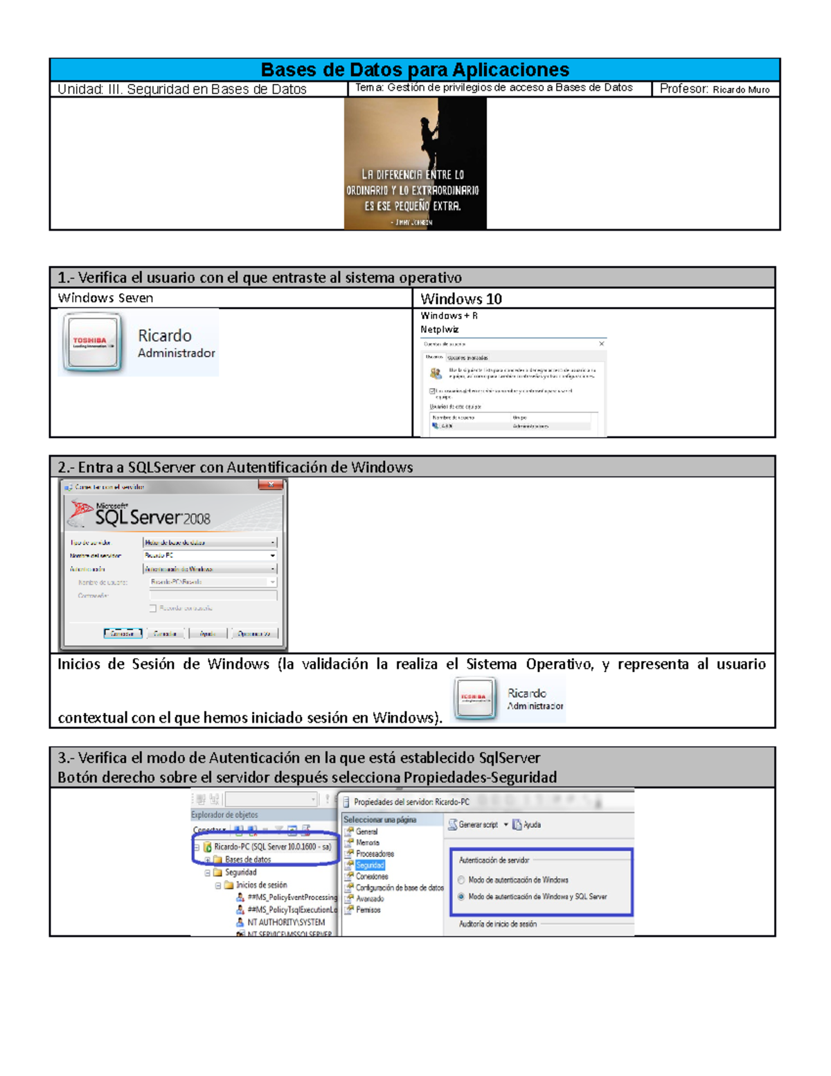 3.2.- Autentificación e Inicio de Sesión - Bases de Datos para Aplicaciones Unidad: III ...