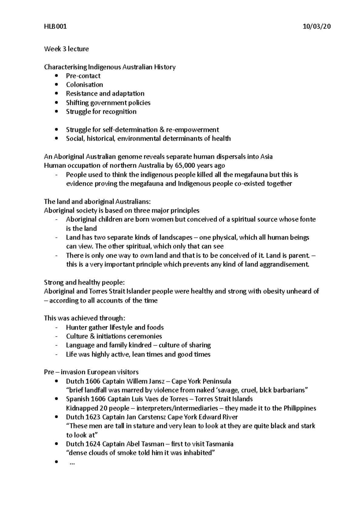 Wk 3 lecture notes - Week 3 lecture Characterising Indigenous ...