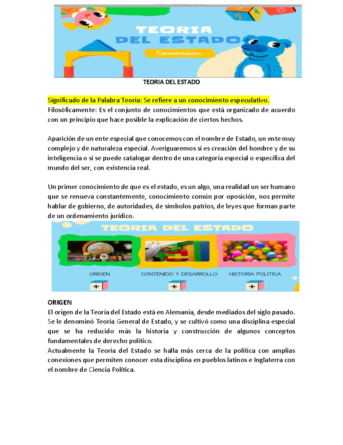 GUIA Parcial T. General DEL Estado - TEORIA DEL ESTADO Significado de ...