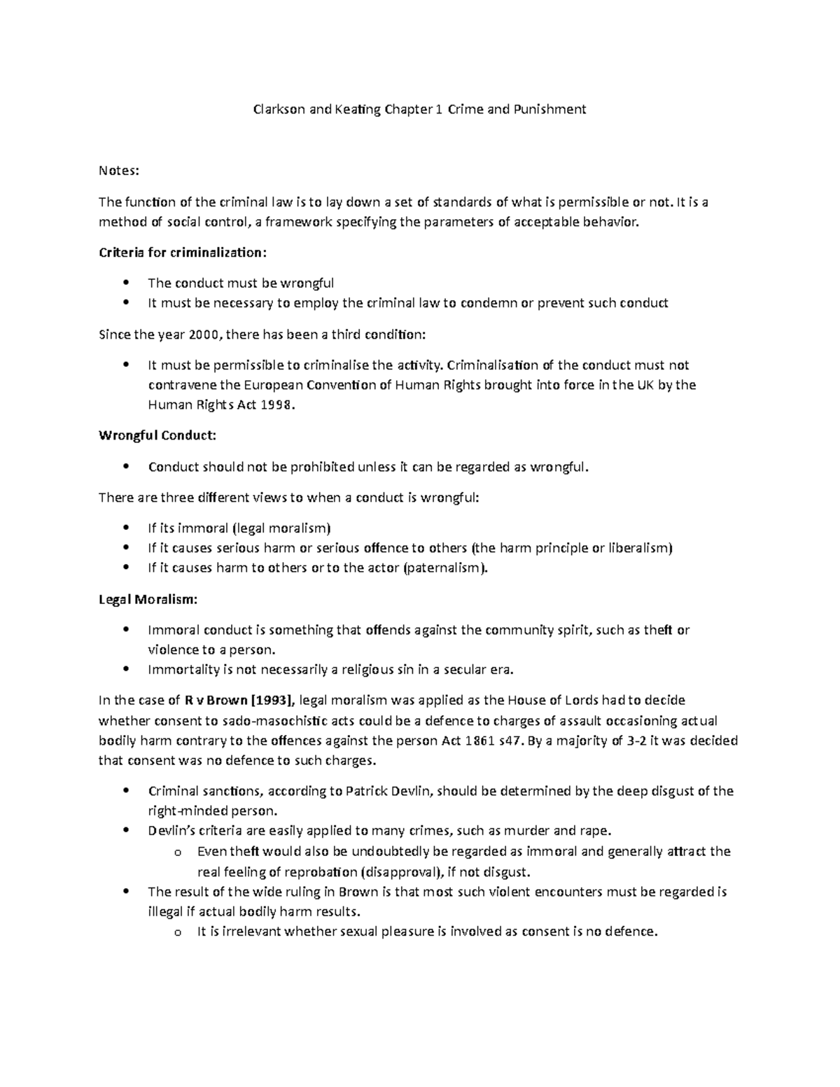 Clarkson and Keating Chapter 1 Crime and Punishment notes - Clarkson ...