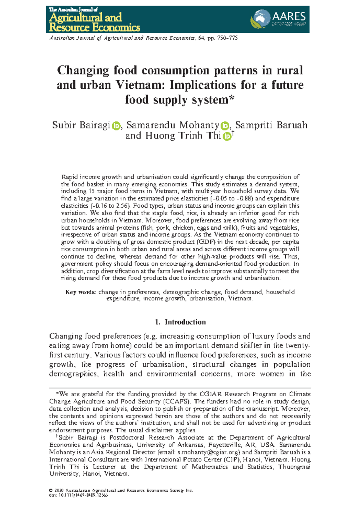 Food Consumption July20 - Changing food consumption patterns in rural ...