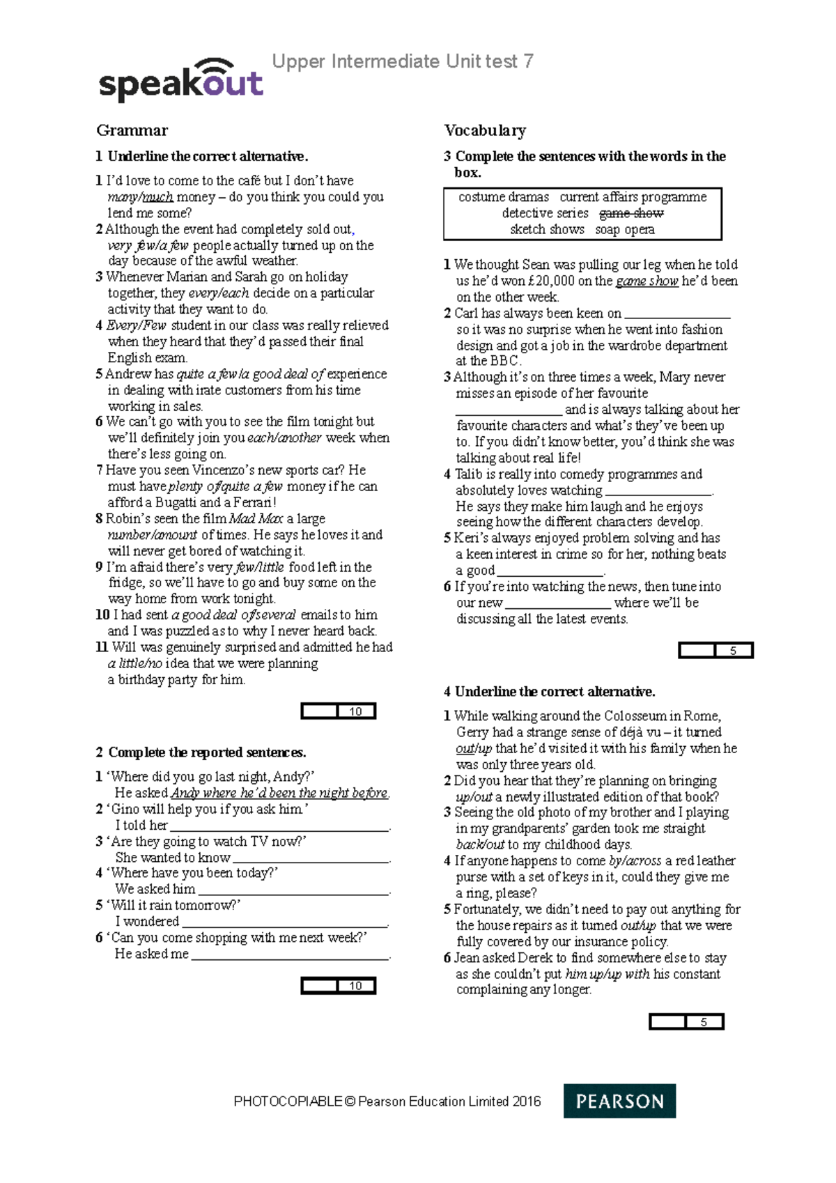 SO2e UI Unit test 7 - test numer 7 - Upper Intermediate Unit test 7 ...