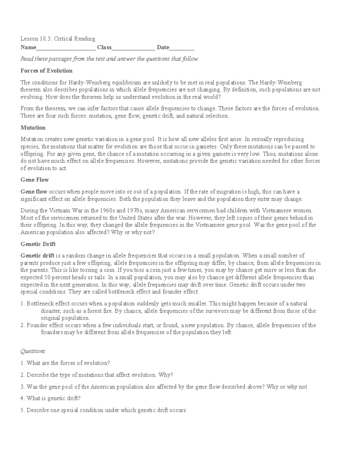 18 3 critical reading - We need this for answeres - Lesson 18: Critical ...