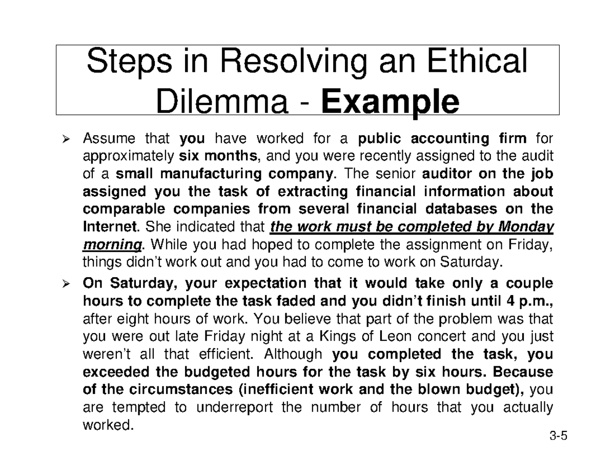 Steps in Resolving an Ethical Dilemma-Example - Dilemma - Example ...