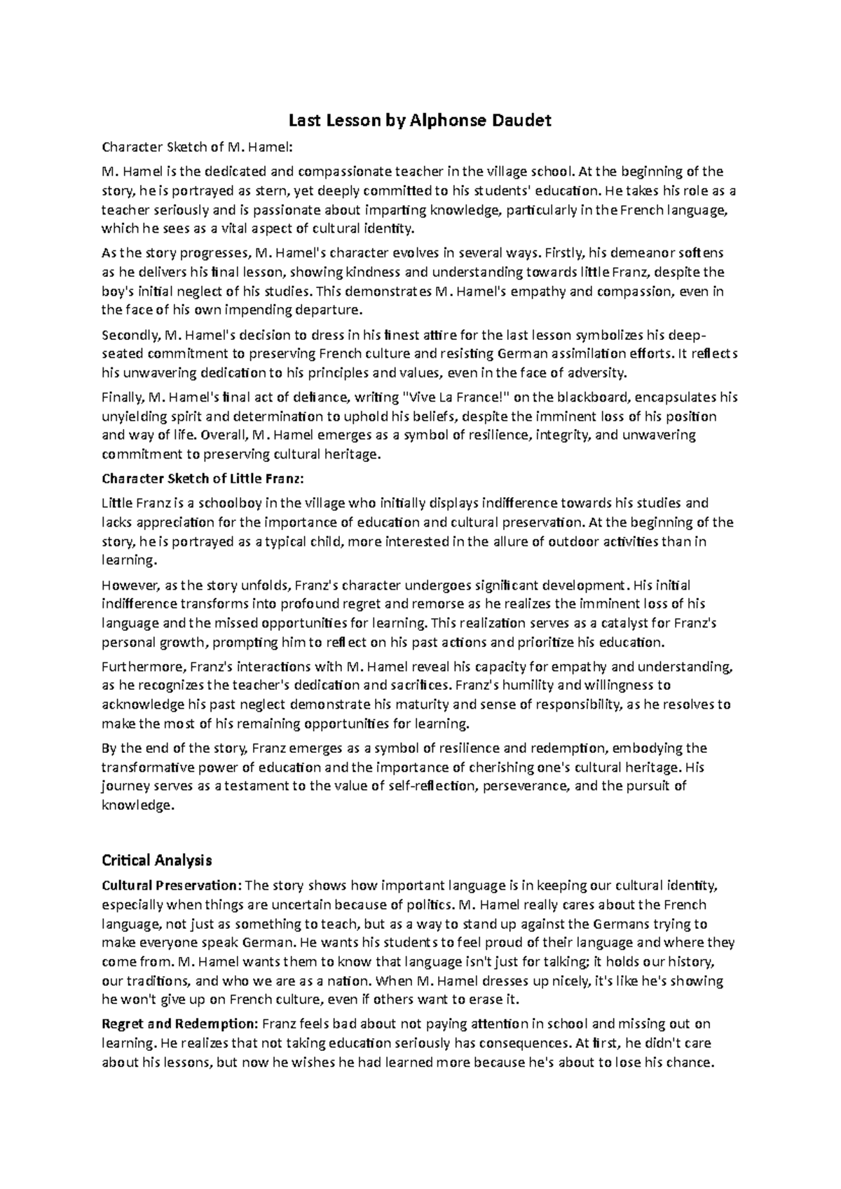 1. Last Lesson by Alphonse Daudet - Last Lesson by Alphonse Daudet ...