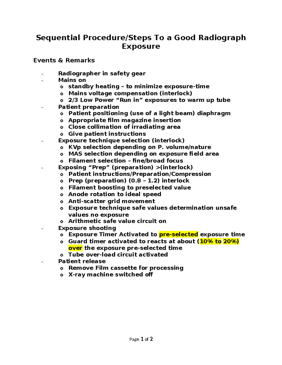 Sess9 =Exposure Steps & Interlock Ccts - Sequential Procedure/Steps To ...