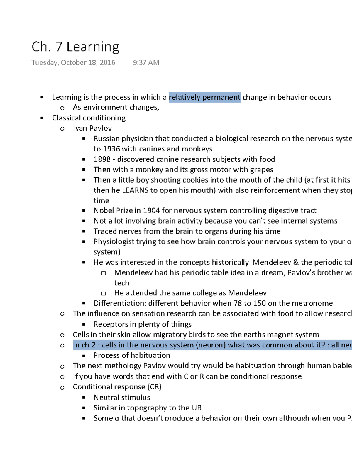 Psy1012 Ch 7 Learning Lecture Notes 7 Warning Tt Undefined Function 32 Learning Is The