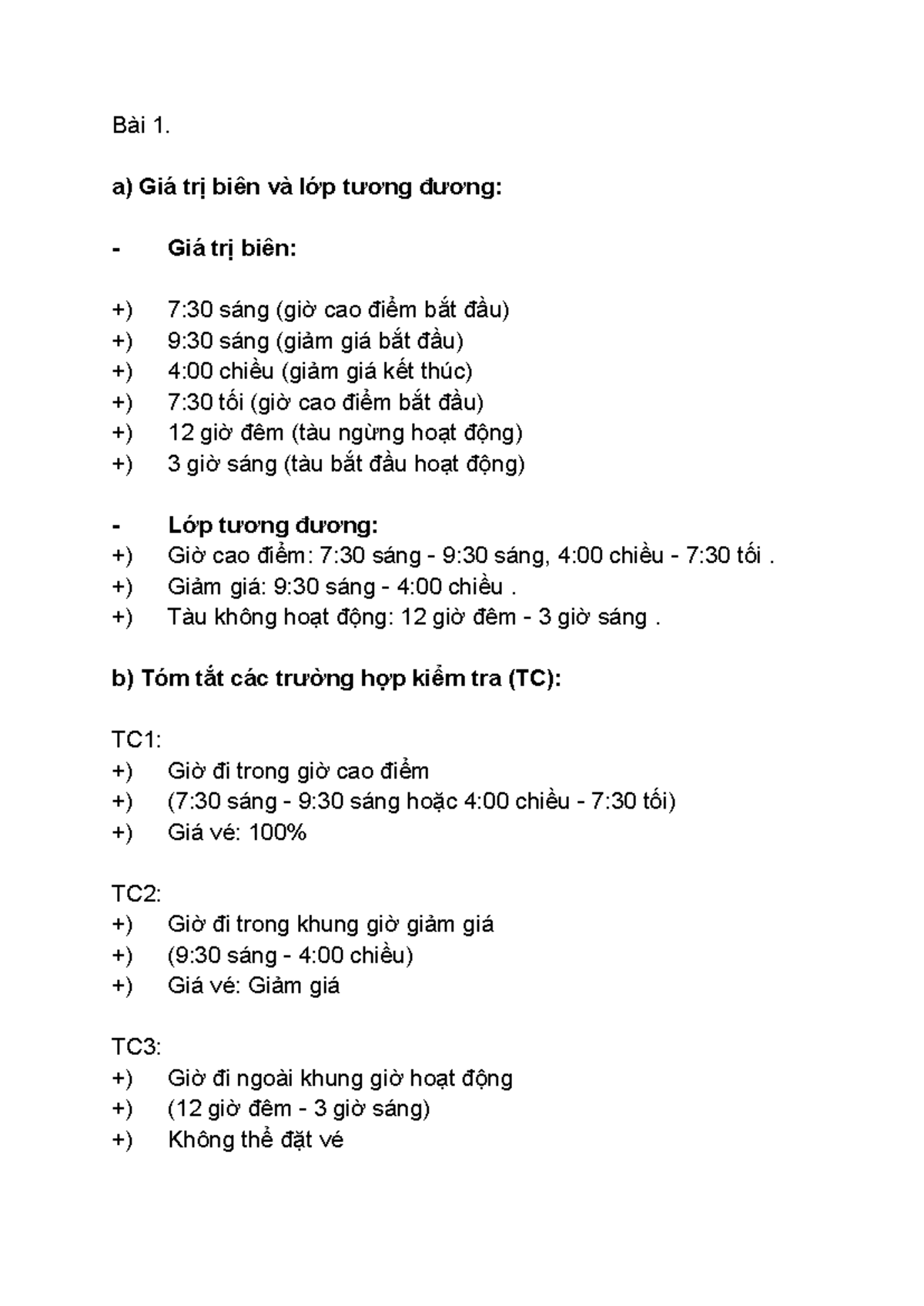Lab 5 Bai1 - example - Bài 1. a) Giá trị biên và lớp tương đương: Giá ...