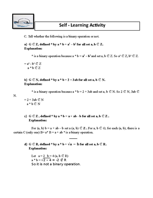MMW SELF Learning Activity PAGE 59-60 - Self – Learning Activity ...