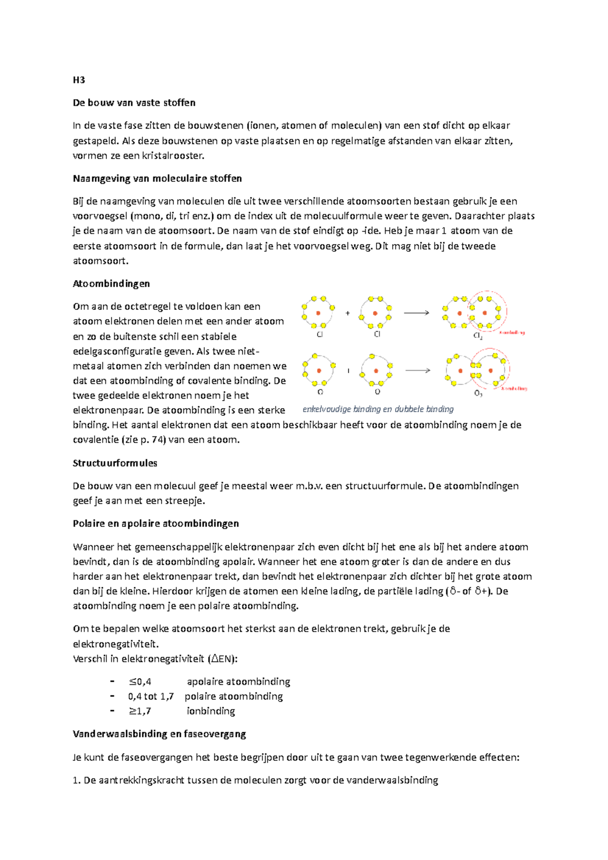 H3,4 en 5 scheikunde vwo 4 - H De bouw van vaste stoffen In de vaste ...