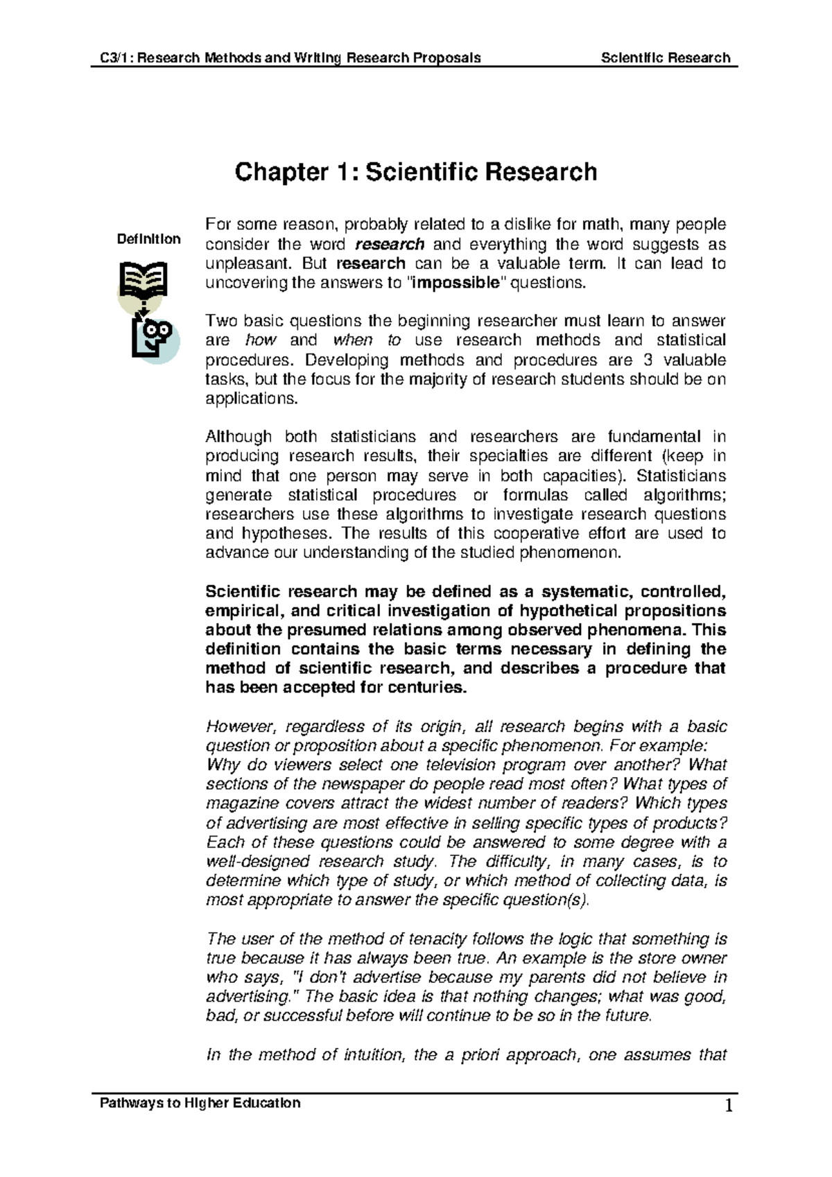 Chapter 1 Scientific Research - Chapter 1: Scientific Research ...