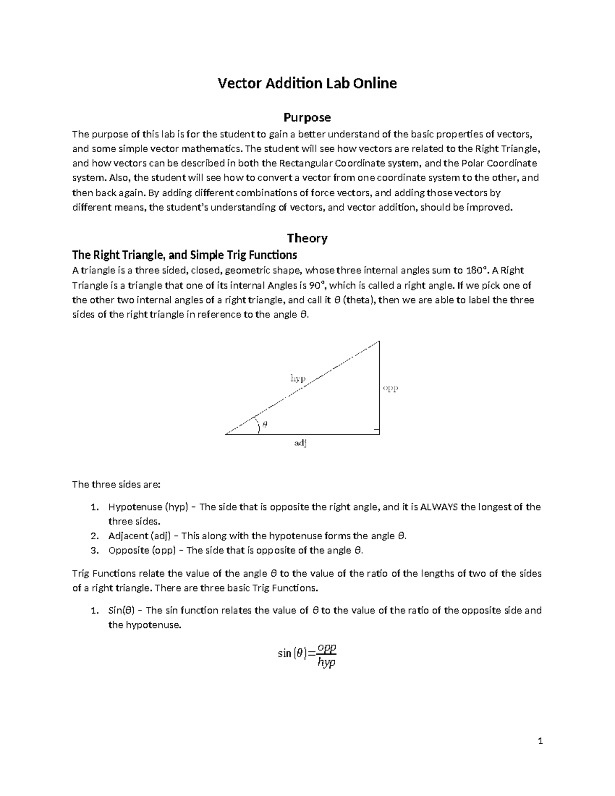 Fall2023 Vector Addition Lab Online-2 - Vector Addition Lab Online Purpose The purpose of this ...