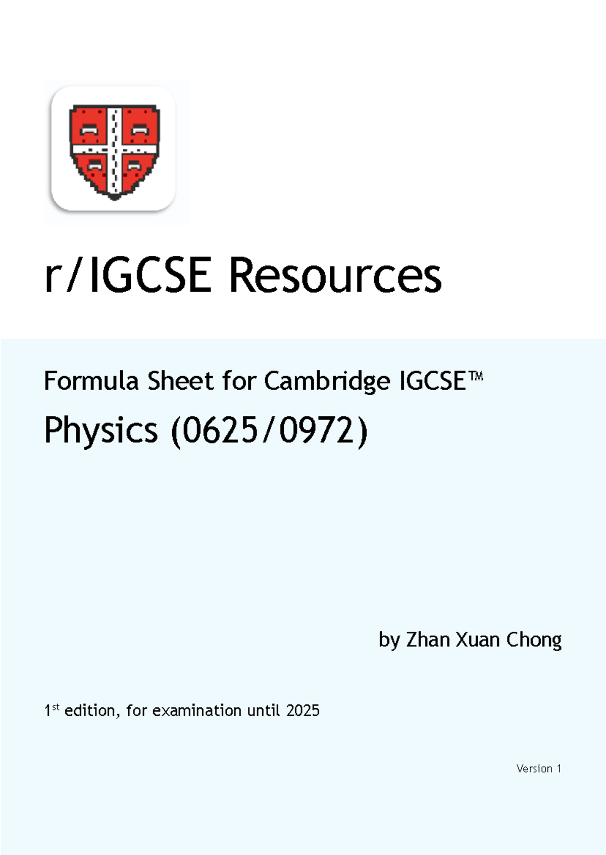 Igcse Resources - Physics formula sheet ( Final) - r/IGCSE Resources ...