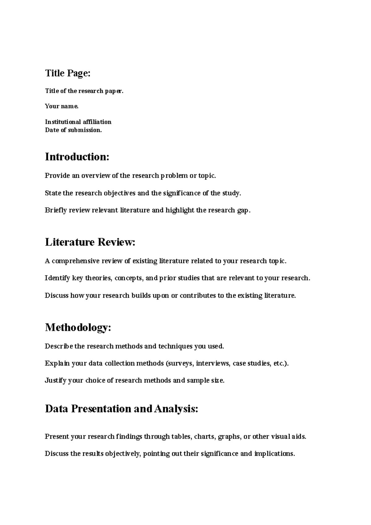 Sample of seminar paper - Title Page: Title of the research paper. Your ...