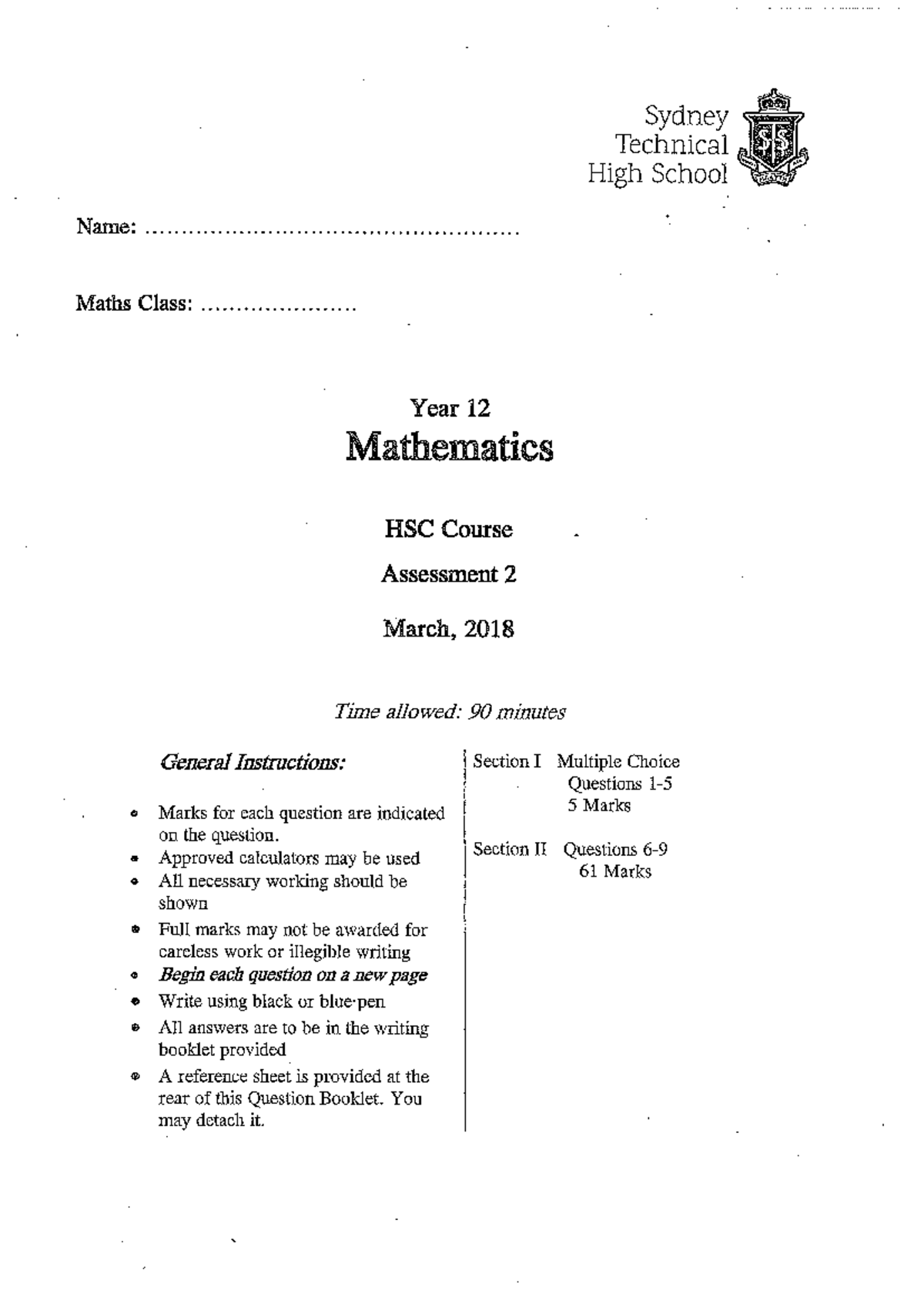 2018 year 12 2 unit assess 2 - 035010 - Studocu