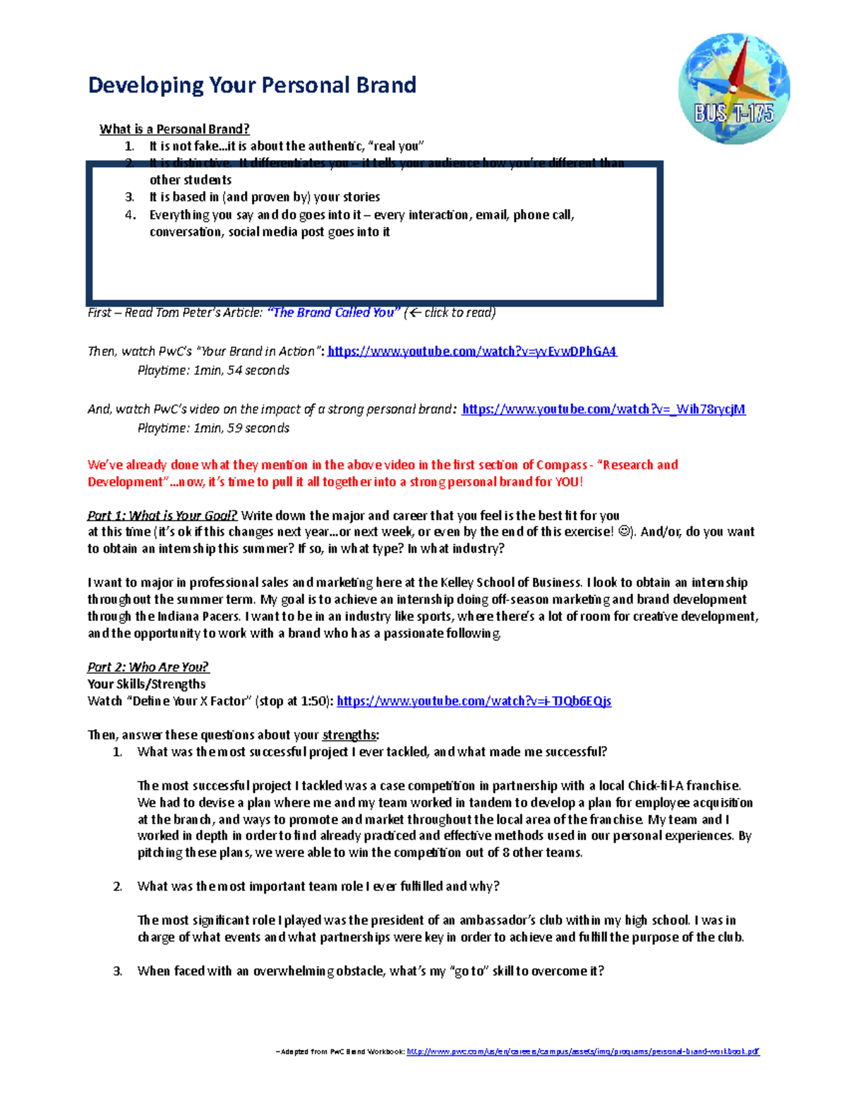 Developing Your Personal Brand - ., it’s ime to pull it all together ...