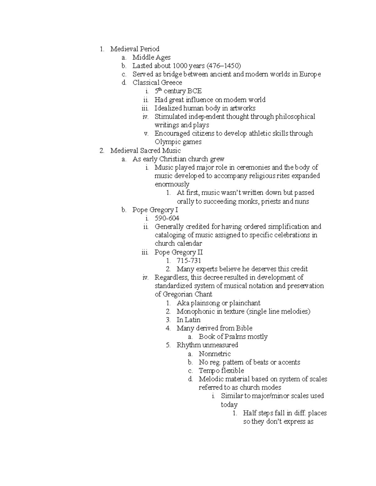 4. Medieval Music - Book Notes - 1. Medieval Period a. Middle Ages b ...