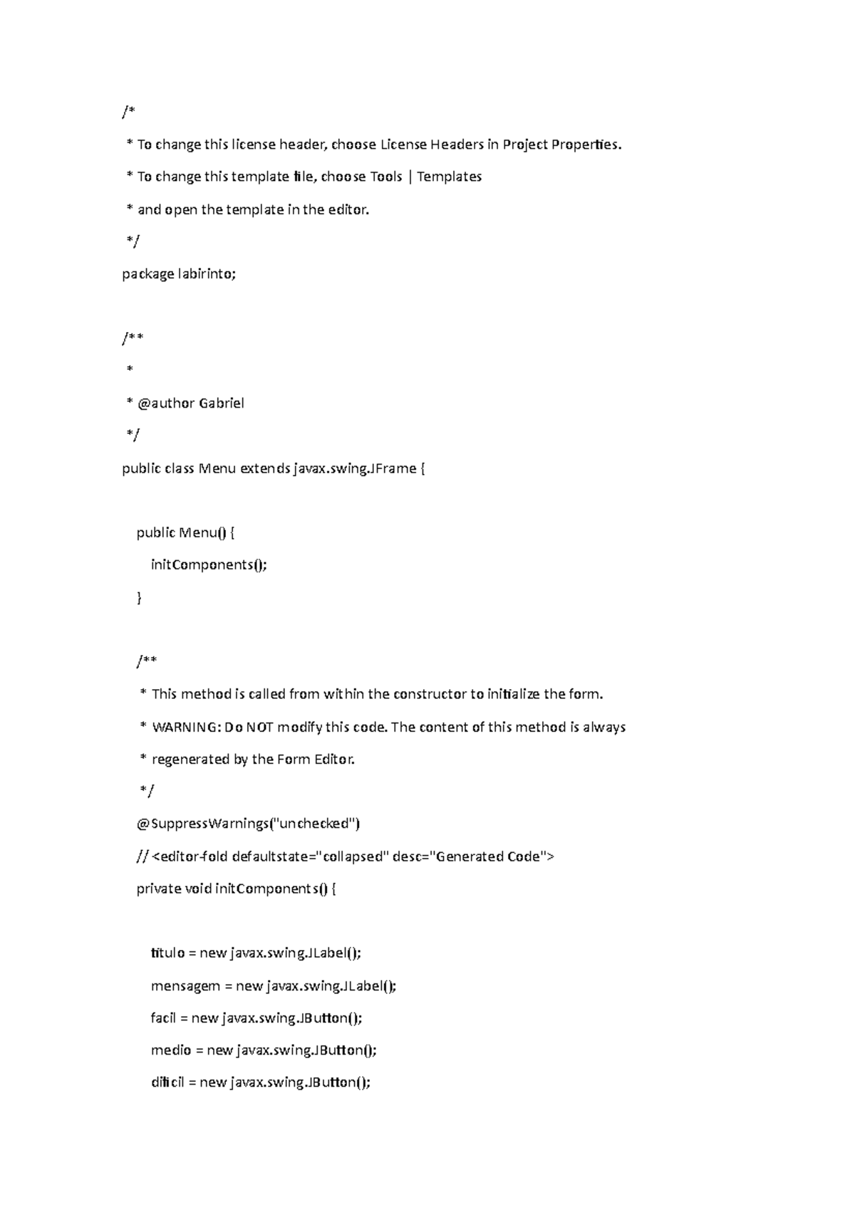 Menu Java - /* To change this license header, choose License Headers in ...
