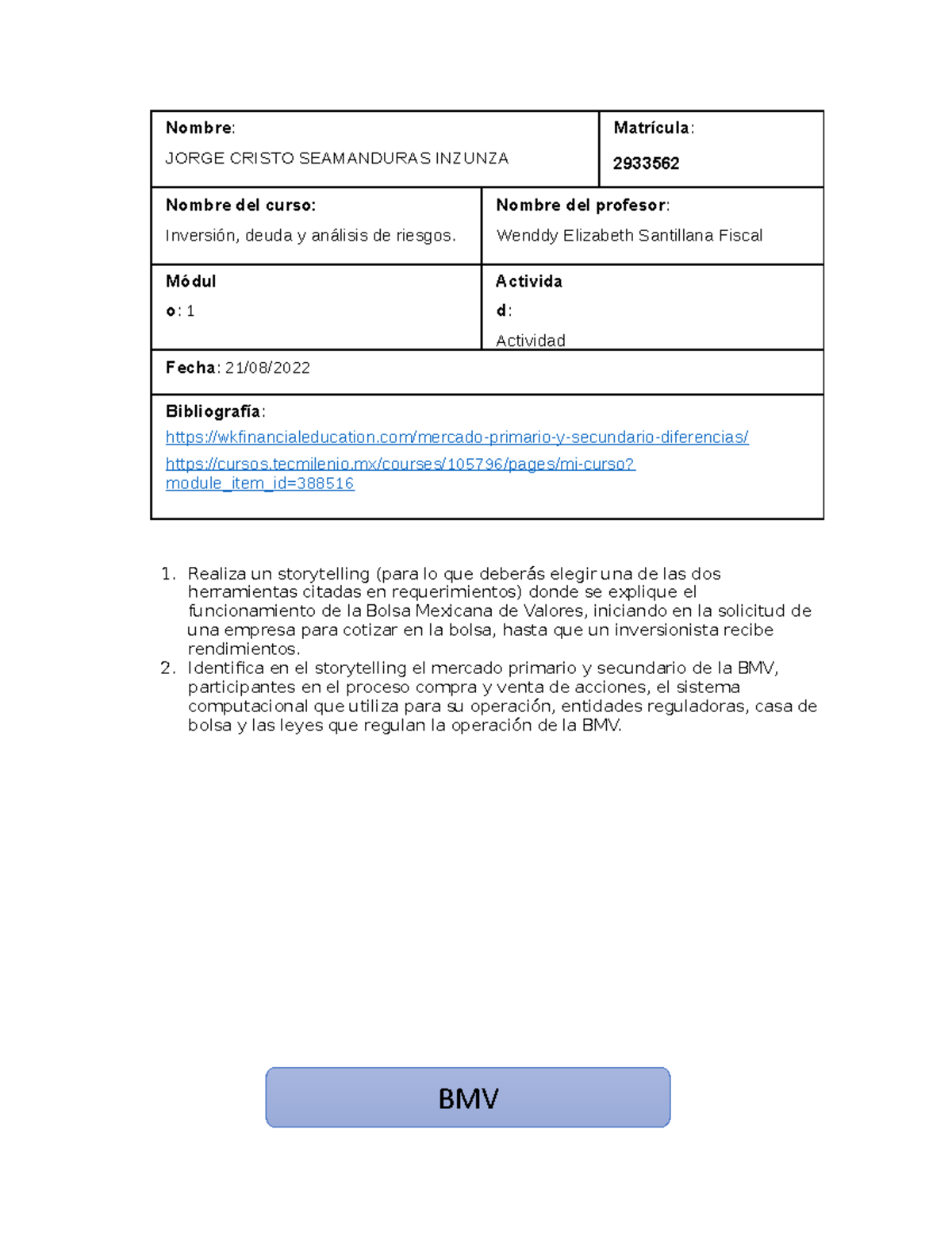 INV Y DEU ACT 2 - actividad 2 inversión deuda y análisis de riesgo ...