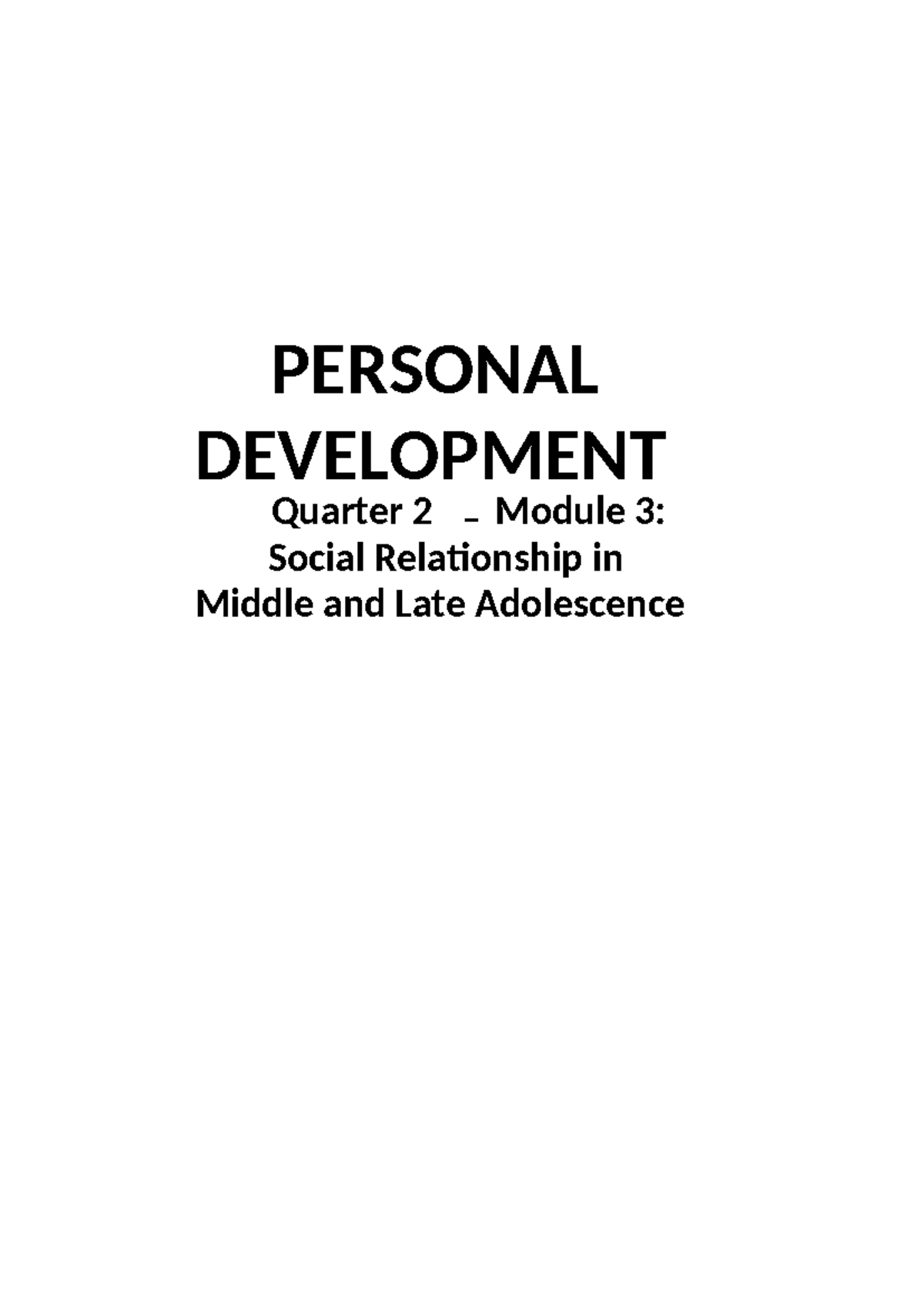 Perdev 12 Q2 M3 - SENIOR HIGH SCHOOL PERSONAL DEVELOPMENT Quarter 2 ...