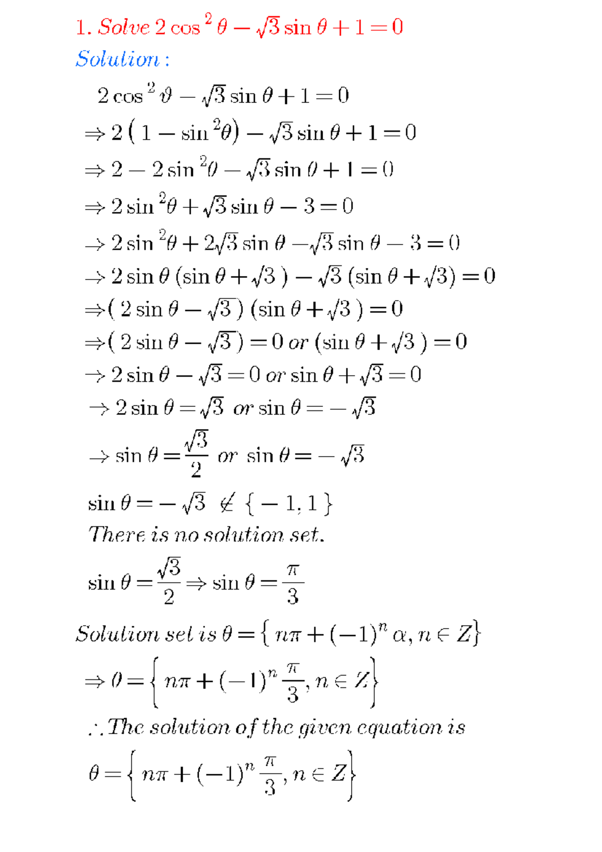 Trigonometry equations - Mathematics - Studocu