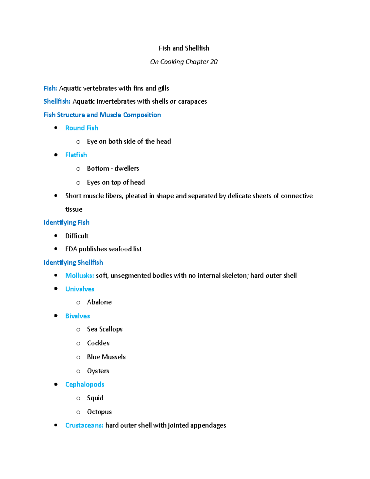 Chapter 20 - Fish and Shellfish - Fish and Shellfish On Cooking Chapter ...