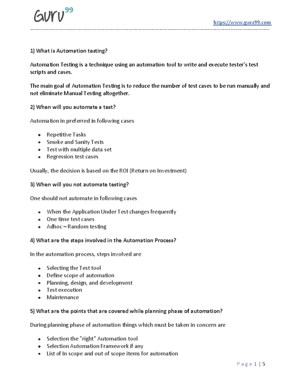 Software Testing - 1) What is Automation testing? Automation Testing is ...