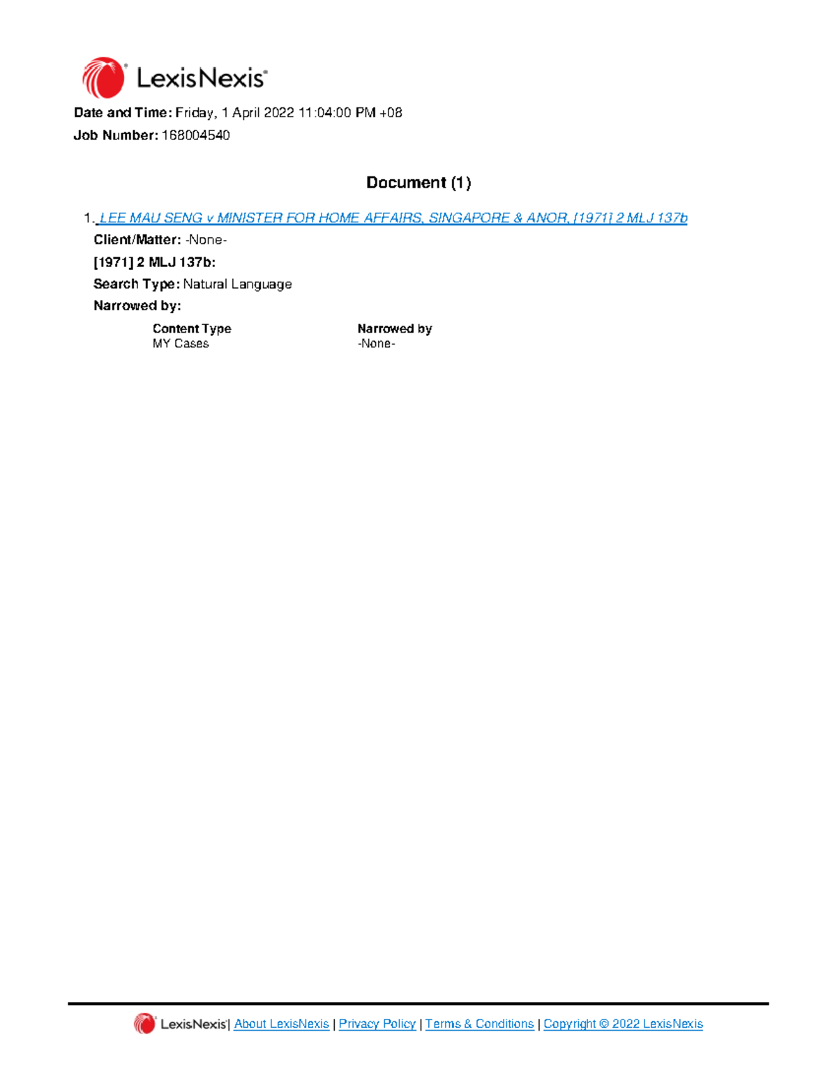 LEE MAU SENG v Minister FOR HOME Affairs, Singapore & A - | About ...