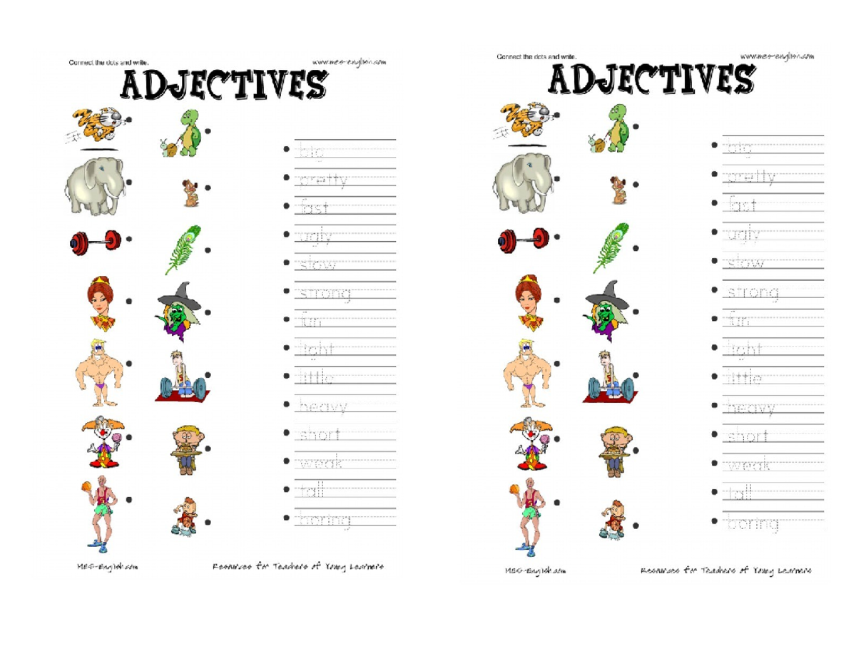 Doc2 - adjetivos - Connect the dots and write. Connect the dots and ...